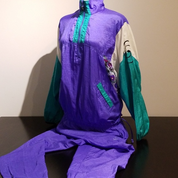 Nike | Jackets & Coats | Vtg 9s Nike Black White Label Colorblock Print ...